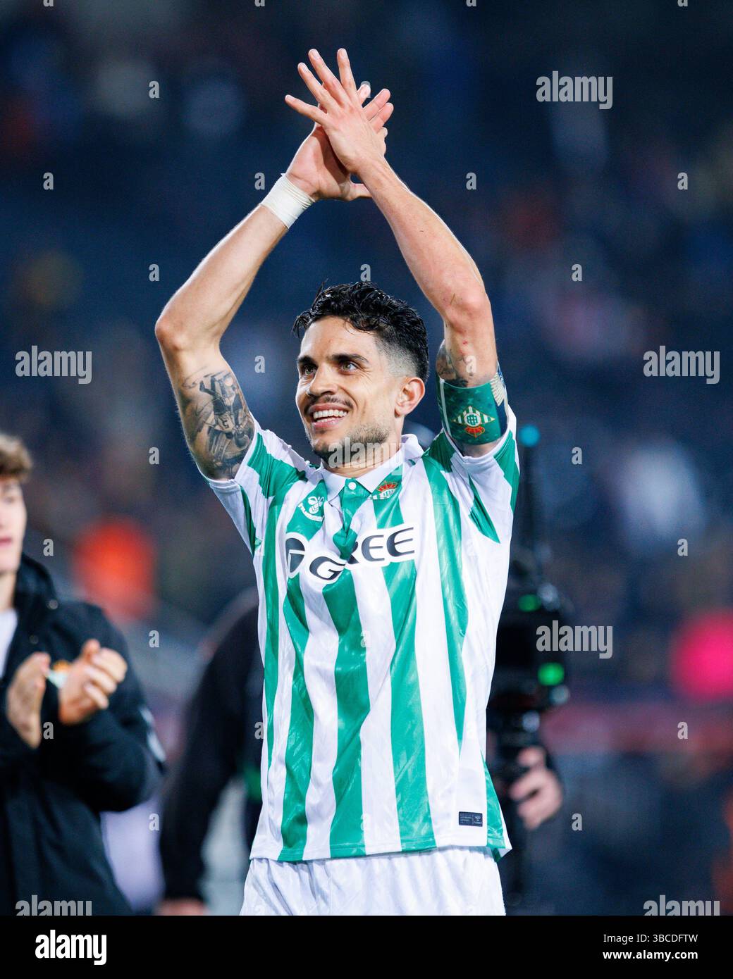 Barcelona, Spain. 5th April, 2025. Marc Bartra celebrates the victory ...