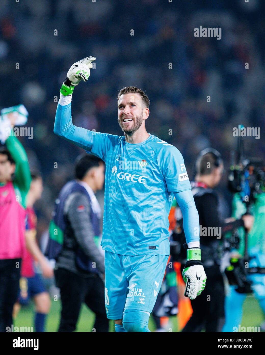 Barcelona, Spain. 5th April, 2025. Adrian celebrates the victory at the ...