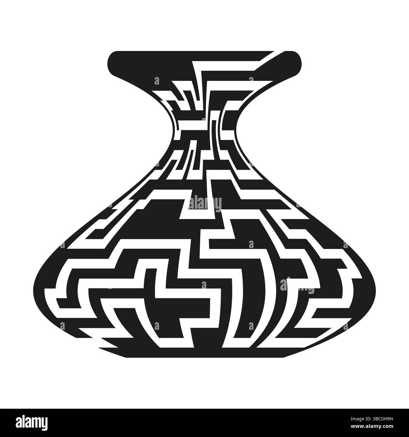 Vase labyrinth symbol. Maze shape vector. Abstract object form. Black ...
