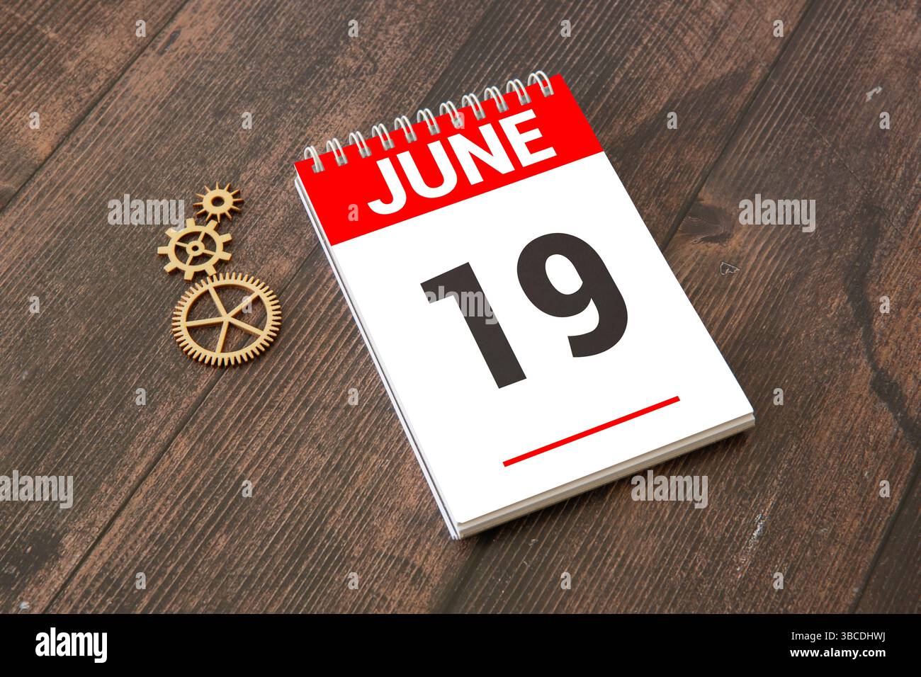 June 19- from wooden blocks with letters, important date concept, white ...