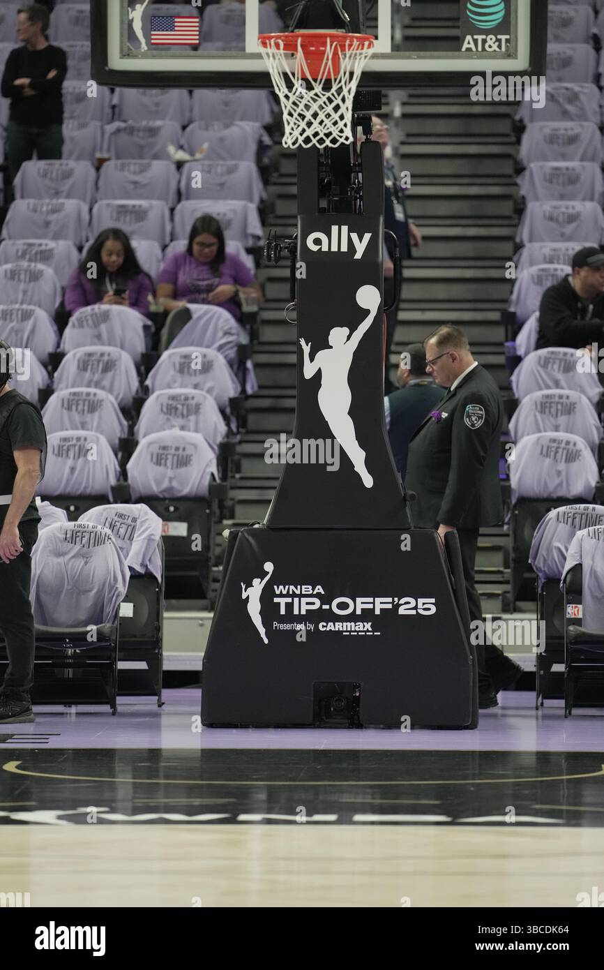 WNBA tip off signs at the Chase Center, Tuesday, May 16, 2025, in San ...