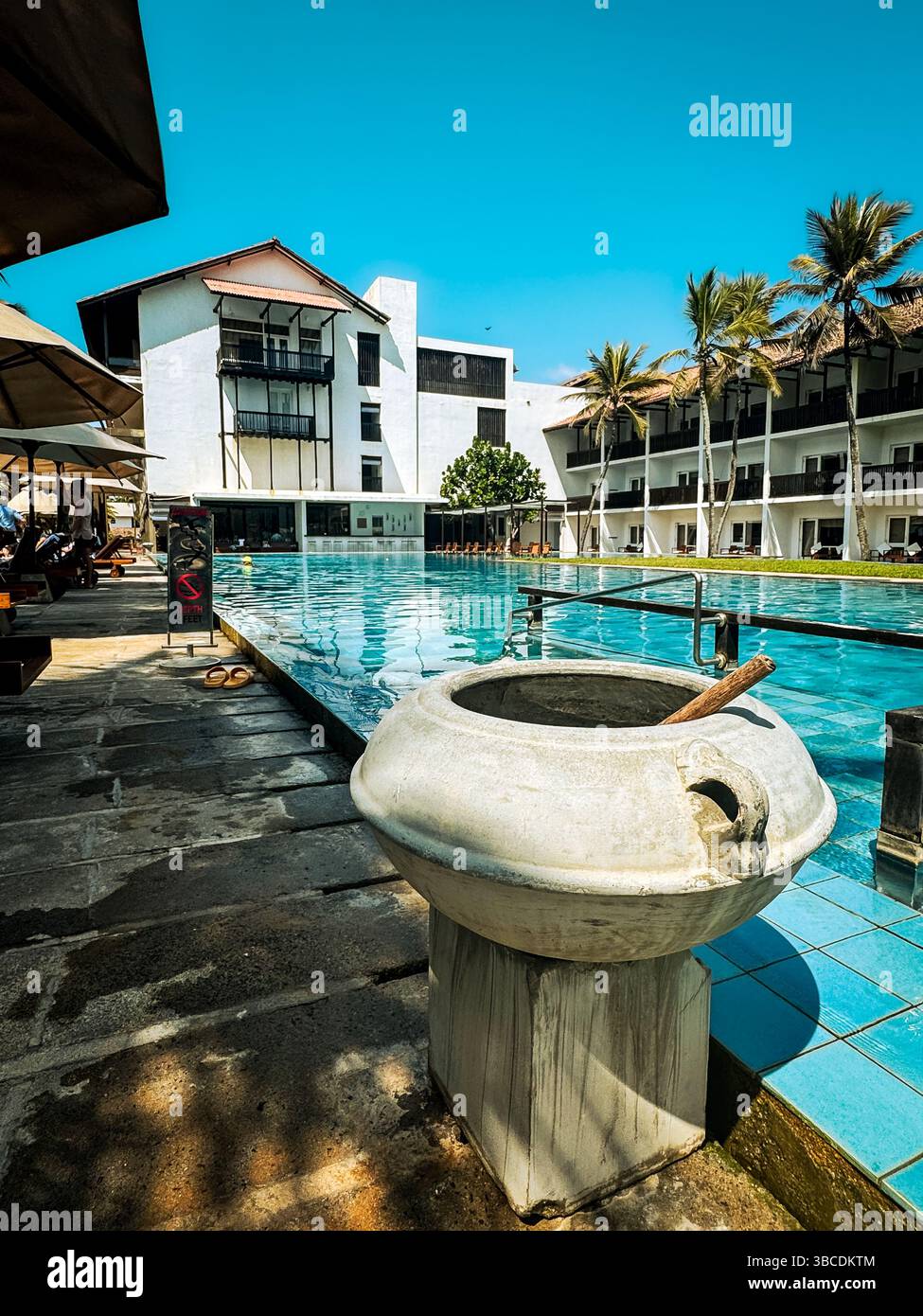 Negombo, Sri Lanka - February 23, 2025: The swimming pool and resort ...