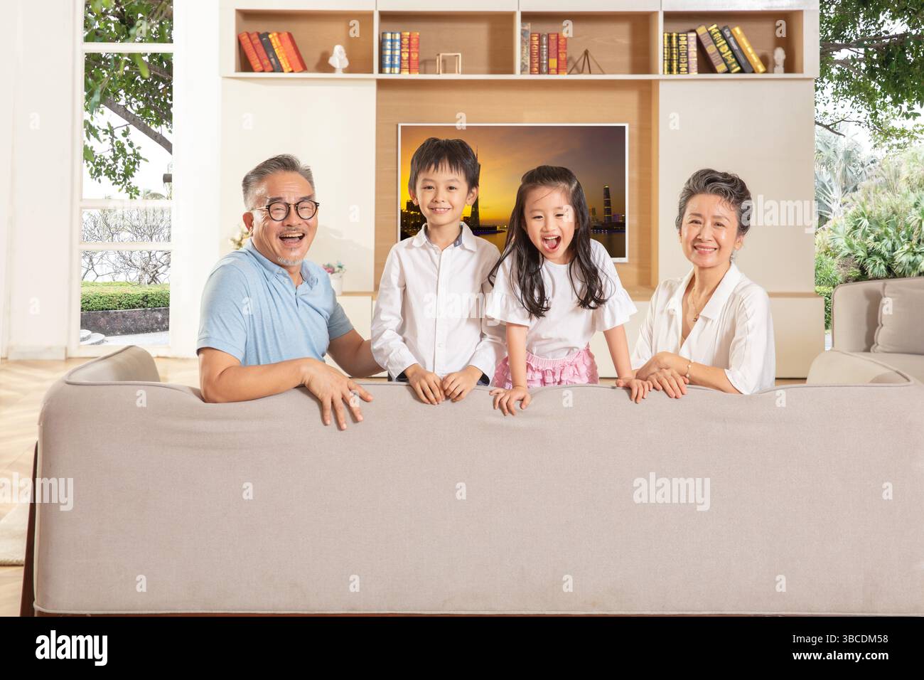 Grandfather and male child tv hi-res stock photography and images - Alamy