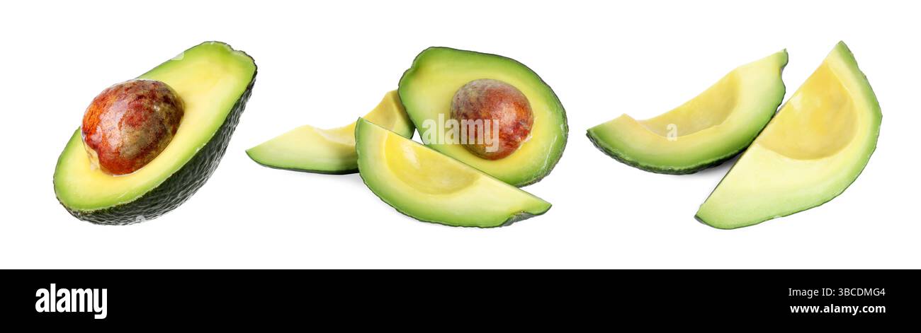 Fresh avocado fruits isolated on white, set Stock Photo - Alamy