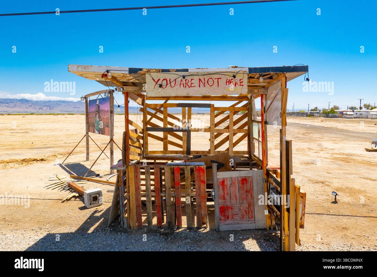 A humorous toll booth for the Bombay Beach Biennale in Bombay Beach ...