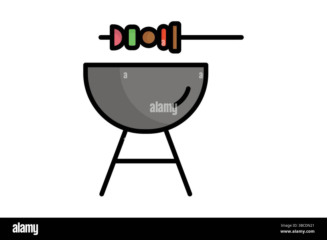 Bbq icon. colored outline icon style. icon related to cooking outdoors ...