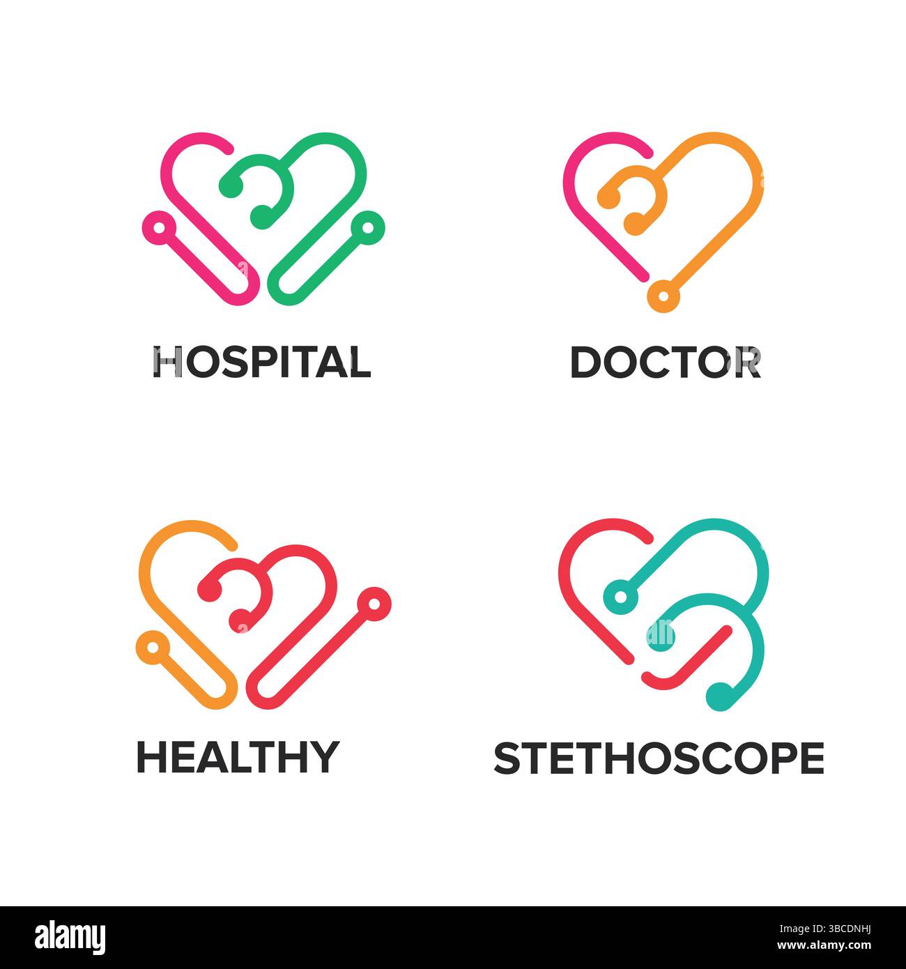 Healthcare Medical Business Logo with Stethoscope and Heart Combination ...