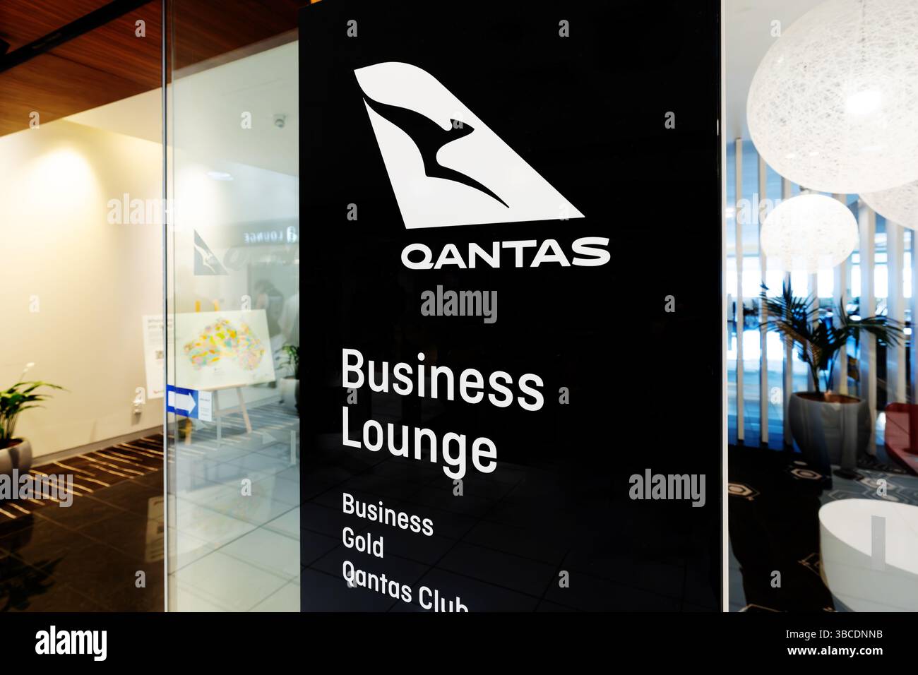 Auckland, New Zealand - Feb 22, 2025: Signage outside Qantas Business ...