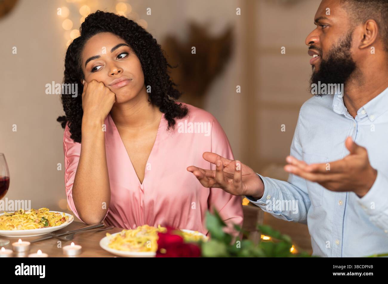 Unhappy Sad Black Couple Arguing During Family Conflict Stock Photo - Alamy