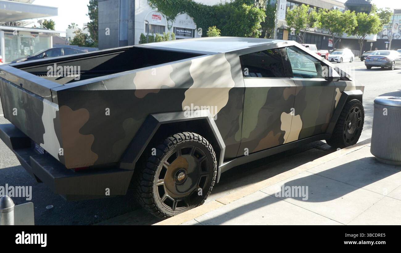 Los Angeles, California, USA 19th May 2025 Camouflage Tesla Cybertruck ...
