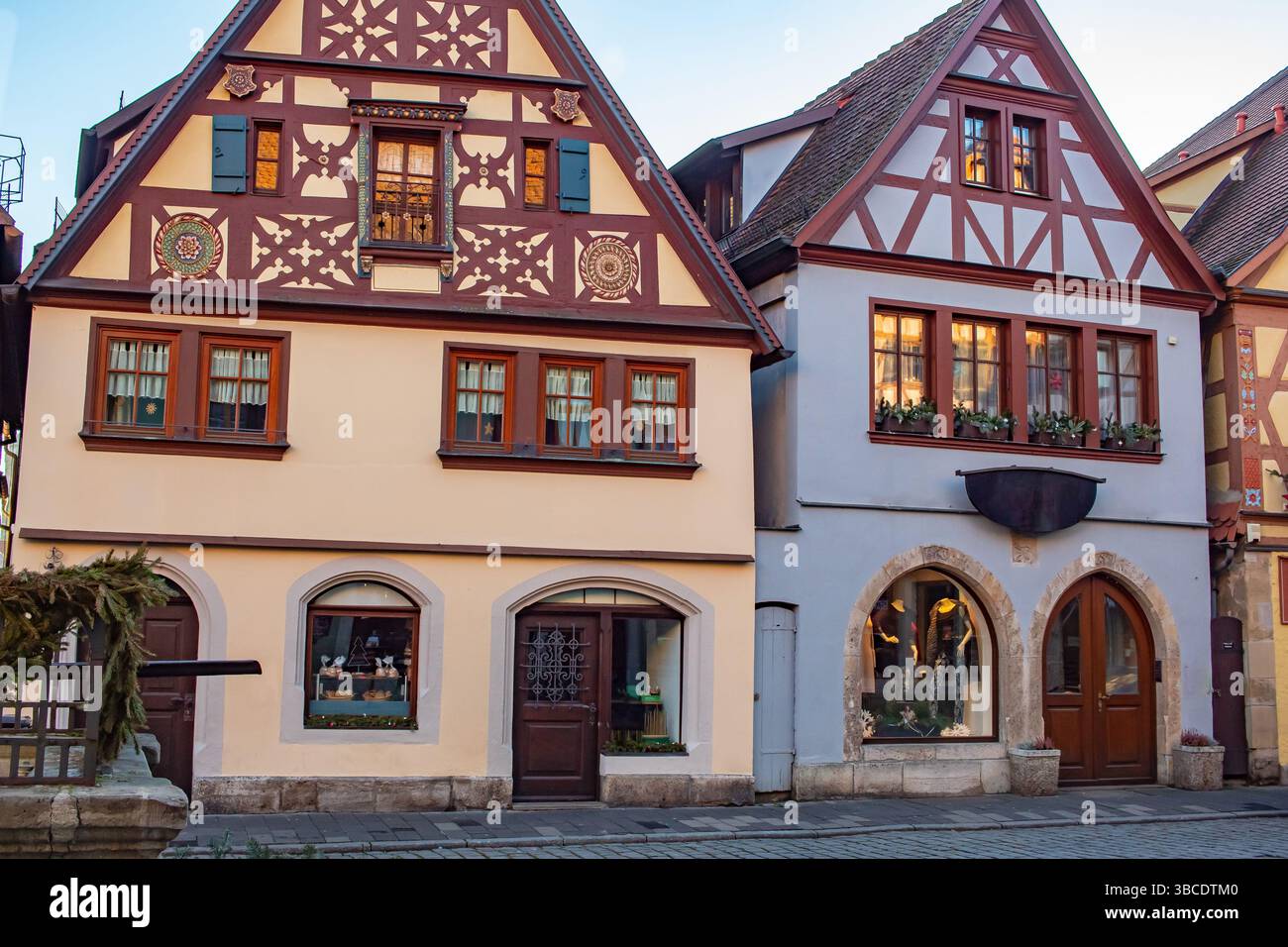 Colorful traditional German architecture buildings at Rothenburg ...
