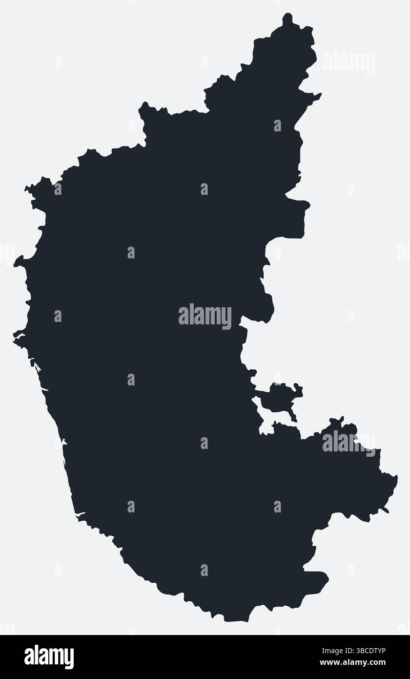 Karnataka map. Just a simple border map. Shape of the state. Flat blank ...