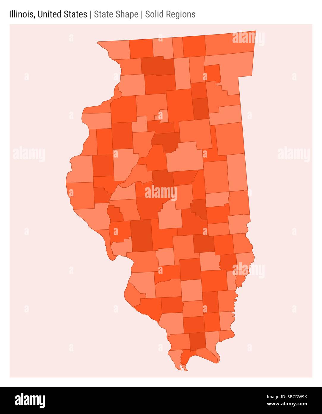 Illinois, United States. Simple vector map. State shape. Solid Regions ...