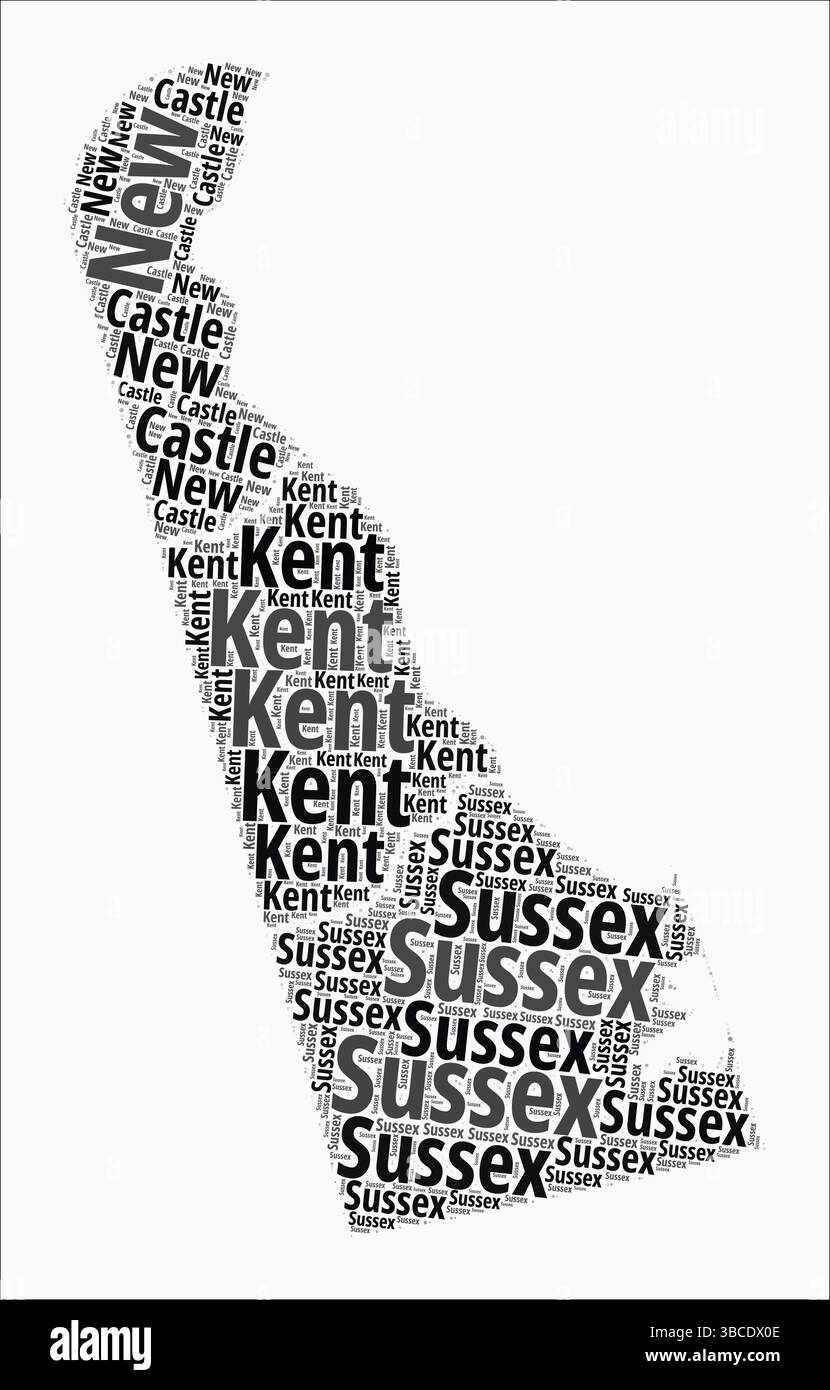 Delaware Text Style Counties. State region names word clouds in the ...