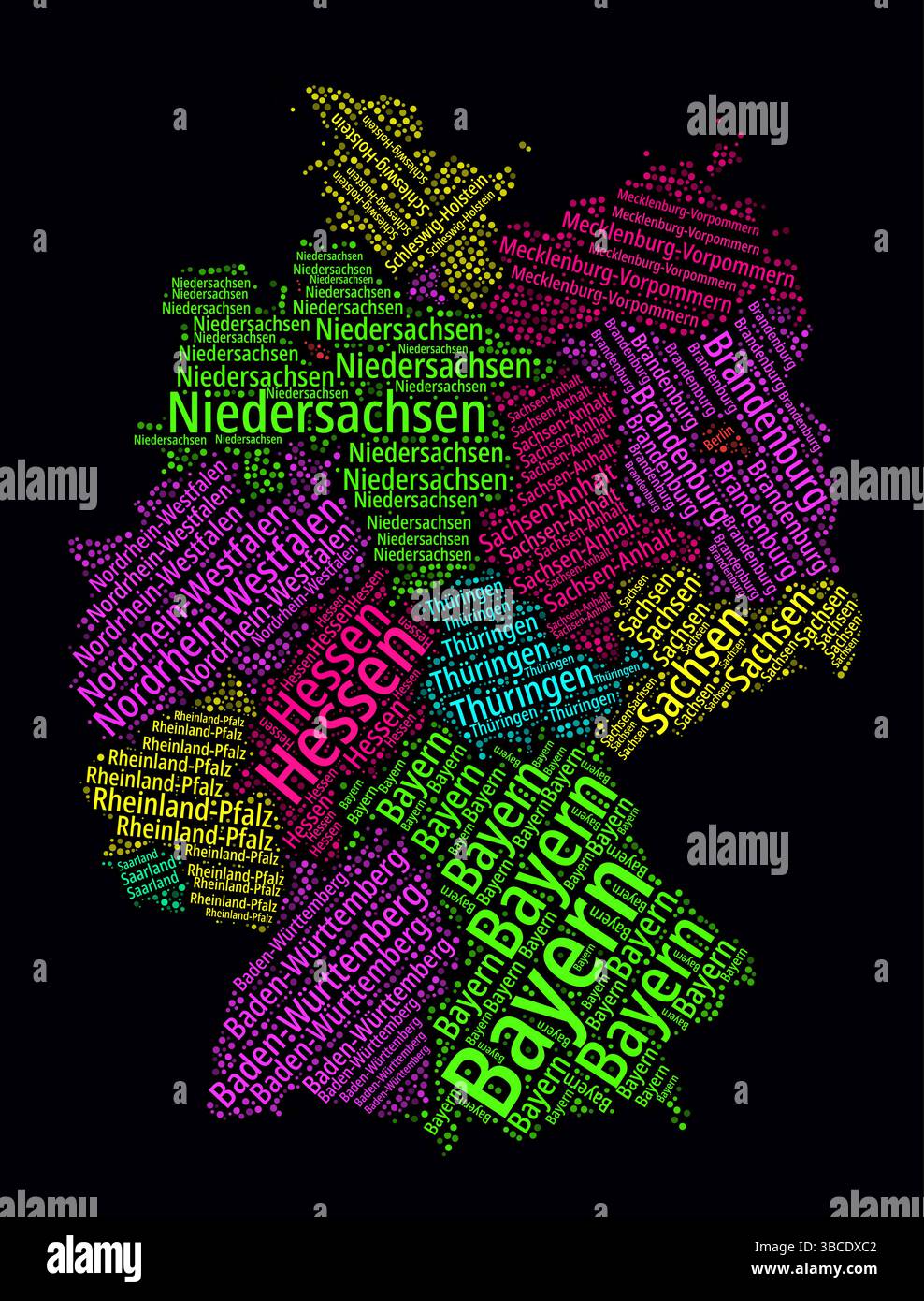 Germany Word Cloud. Region names of the country in German language ...