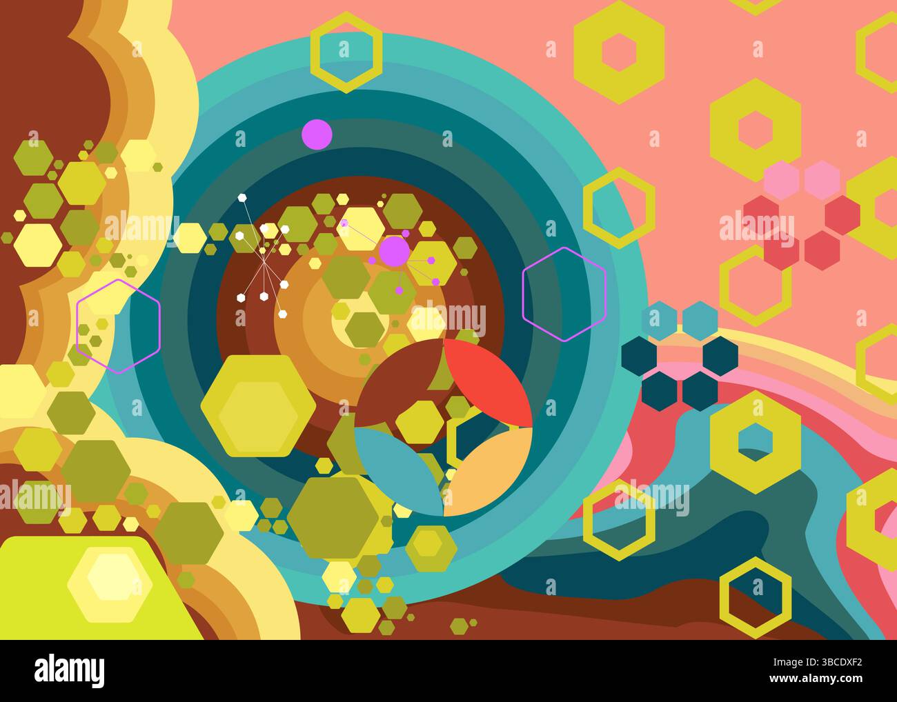 Retro 70s Background with Anchor. Groovy Steel 1970s art template ...