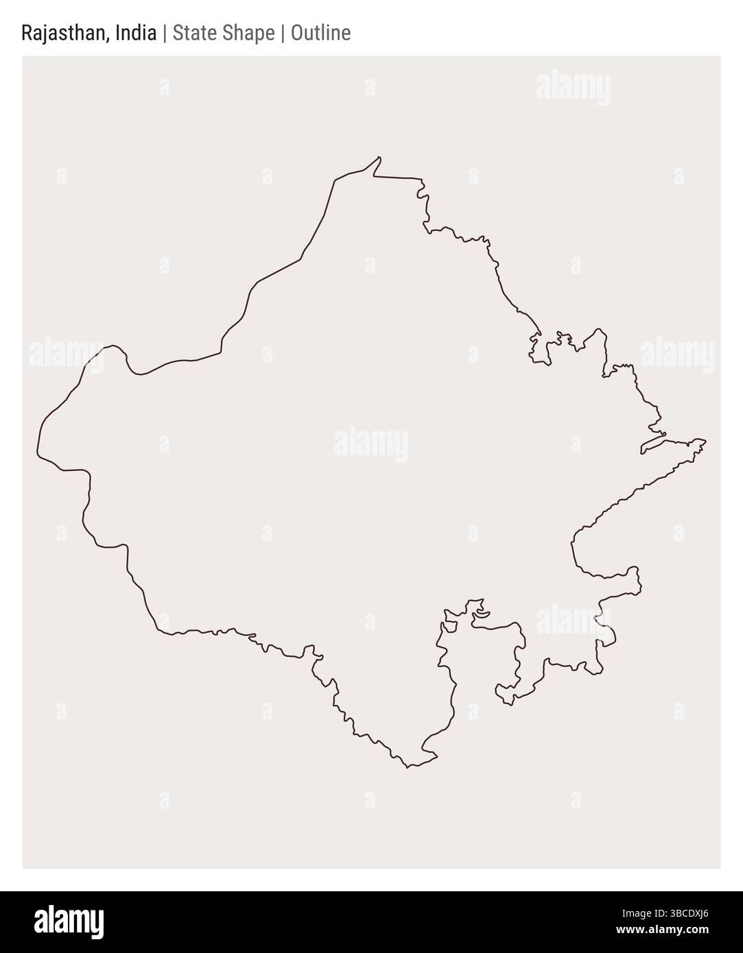Rajasthan, India. Simple vector map. State shape. Outline style. Border ...