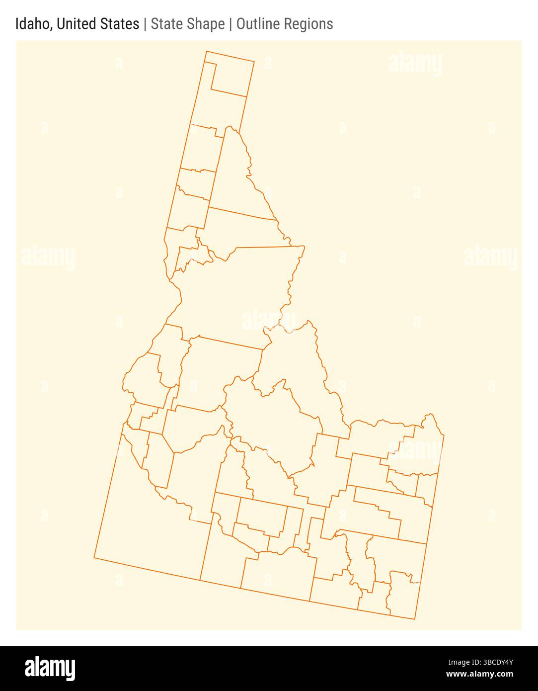 Idaho, United States. Simple vector map. State shape. Outline regions ...