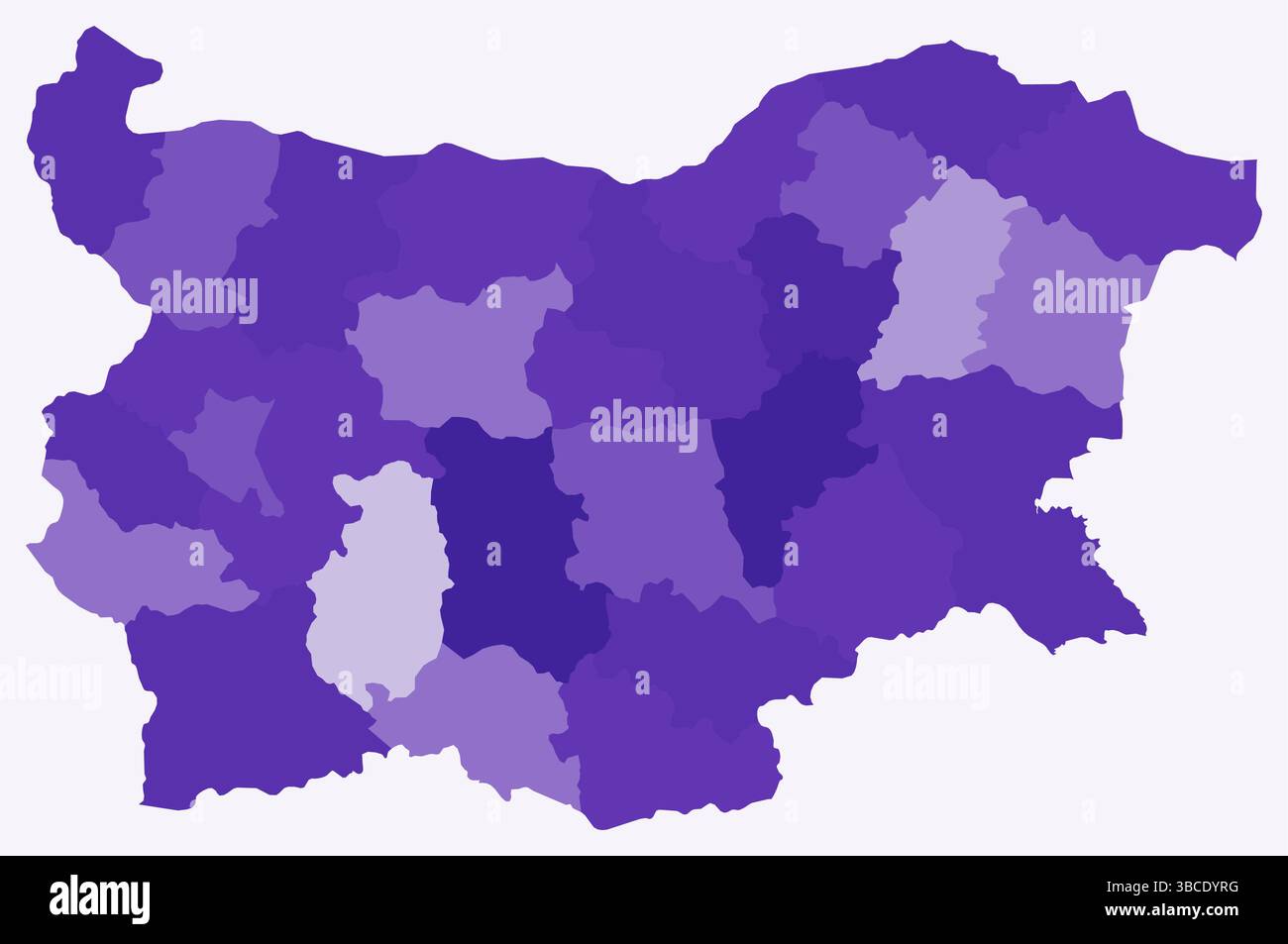 Map of Bulgaria with regions. Just a simple country border map with ...