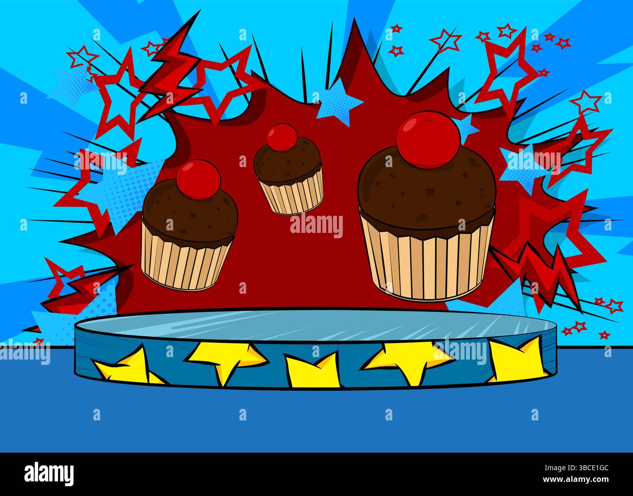 Comic Book Product podium stage for mockup presentation with Cupcake ...