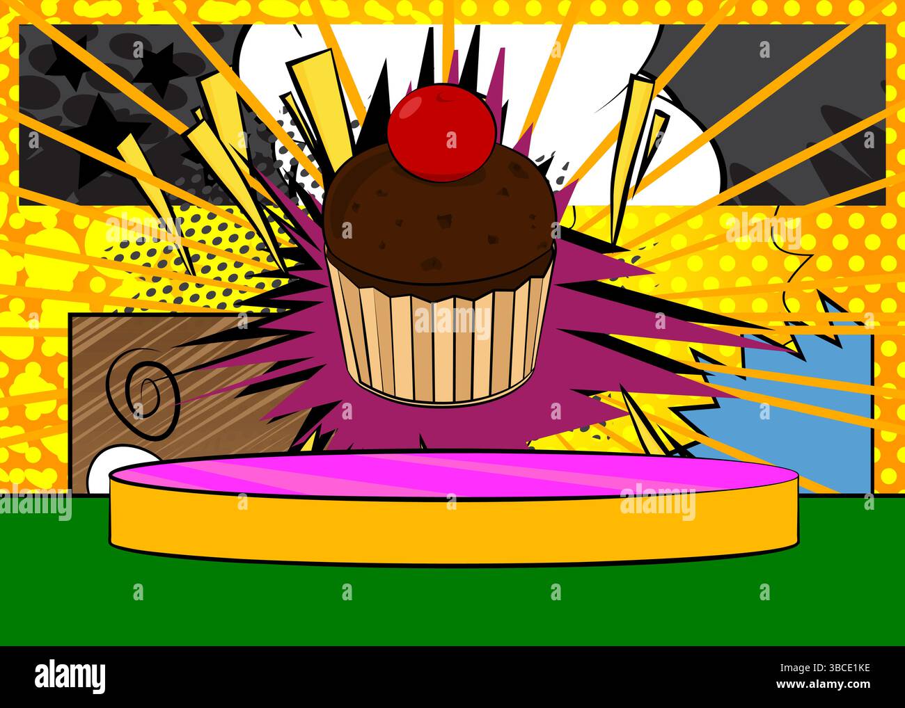 Comic Book Product podium stage for mockup presentation with Cupcake ...