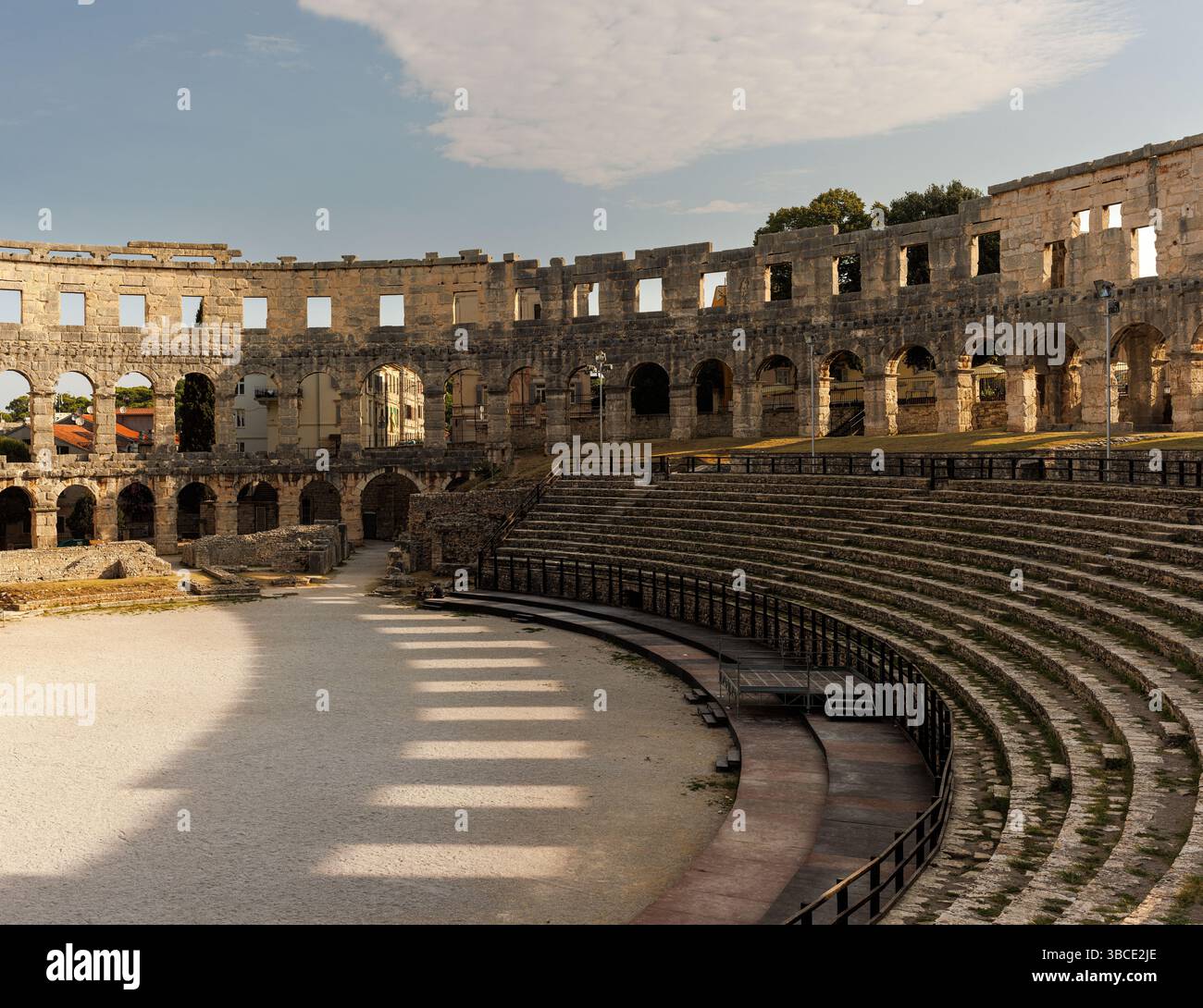 Ancient heritage in Pula, Istria, Croatia. Arches of monumental ancient ...
