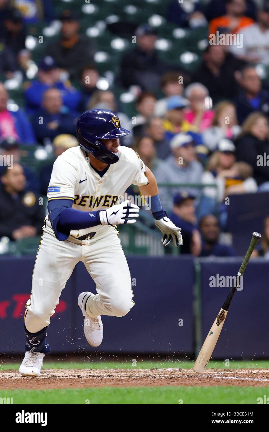 MILWAUKEE, WI - MAY 19: Milwaukee Brewers outfielder Isaac Collins (6 ...