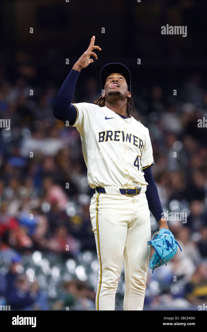 MILWAUKEE, WI - MAY 19: Milwaukee Brewers pitcher Abner Uribe (45 ...