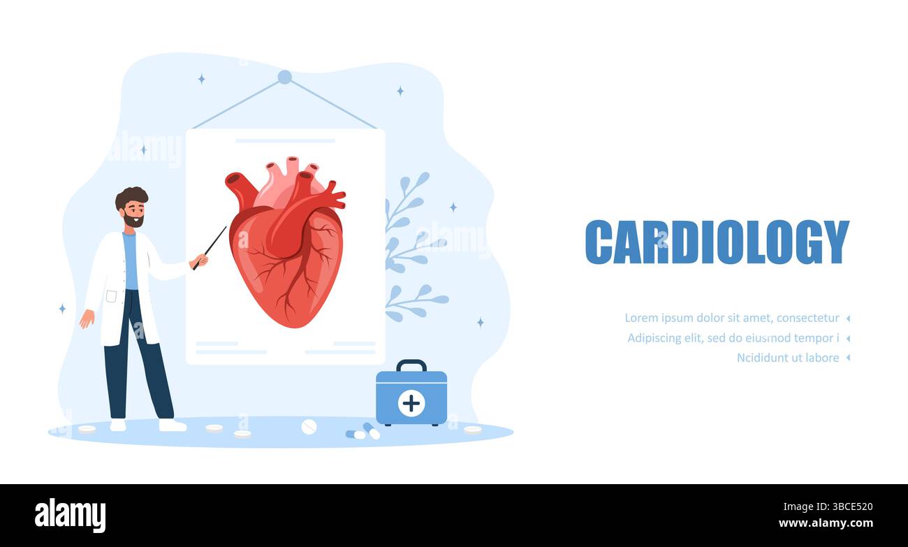 Cardiology. Landing page template. Cardiovascular diseases and health ...