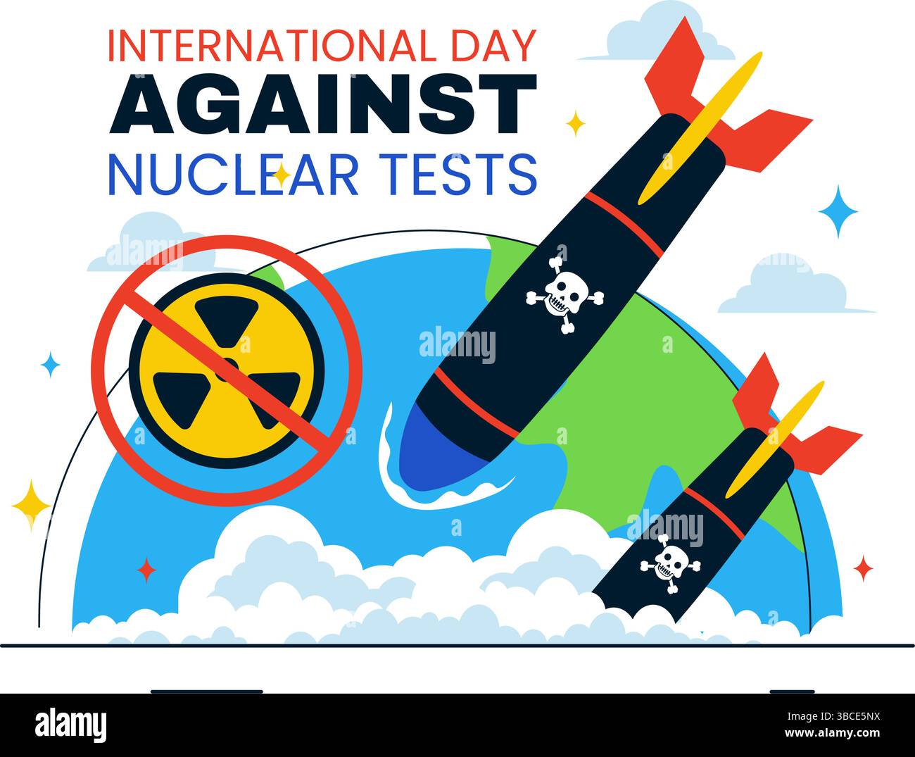 International Day Against Nuclear Tests Vector Illustration for August ...
