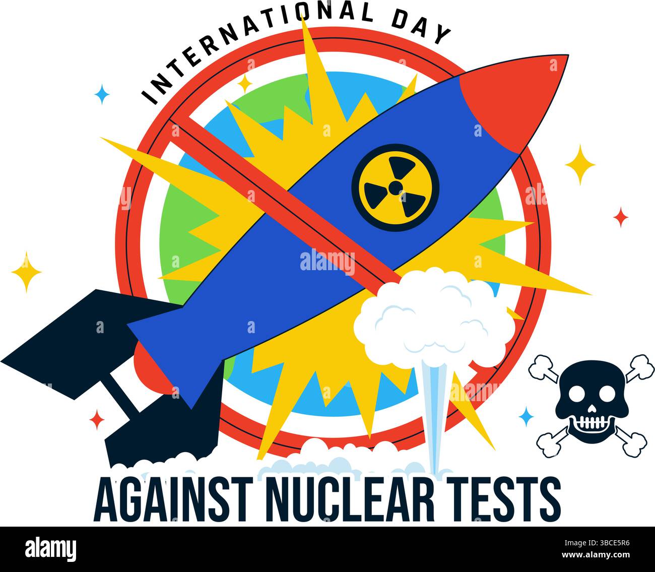 International Day Against Nuclear Tests Vector Illustration for August ...