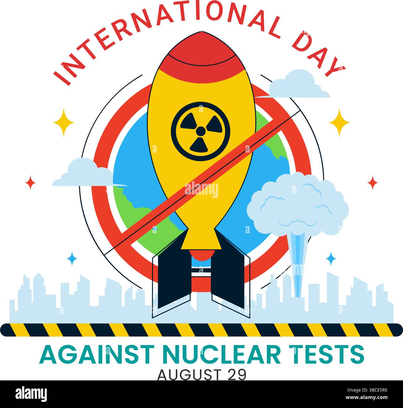 International Day Against Nuclear Tests Vector Illustration for August ...
