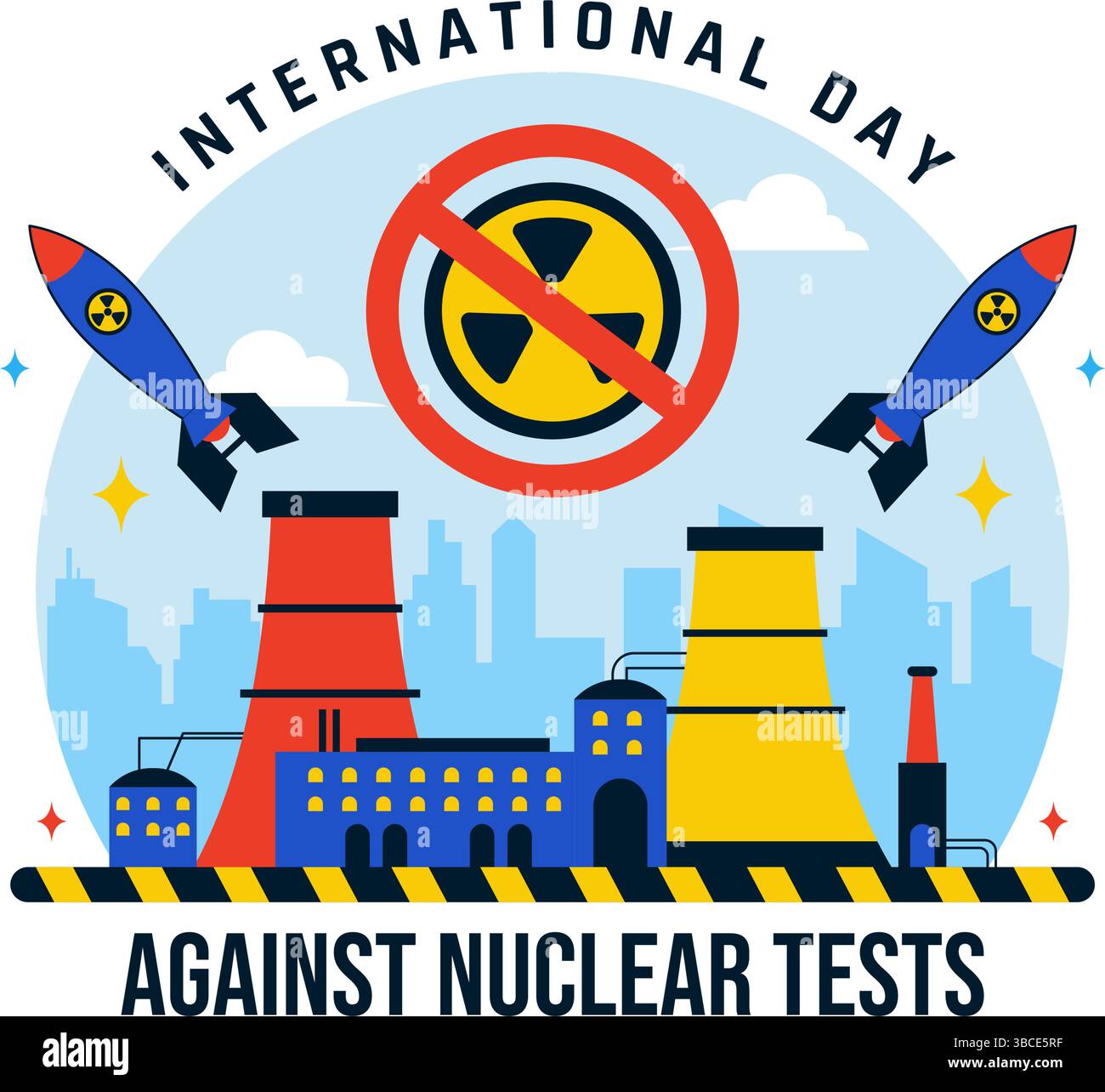 International Day Against Nuclear Tests Vector Illustration for August ...