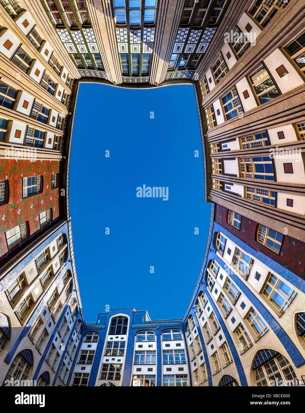 Typical view of noble houses Hackesche Hoefe in the old city of Berlin ...