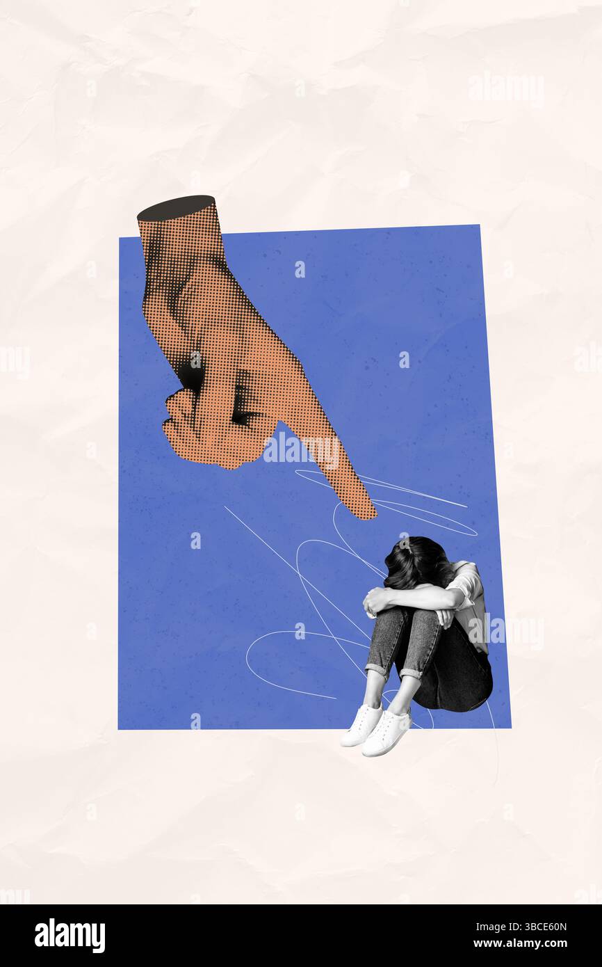 3D photo collage trend sketch template artwork of sign body language ...