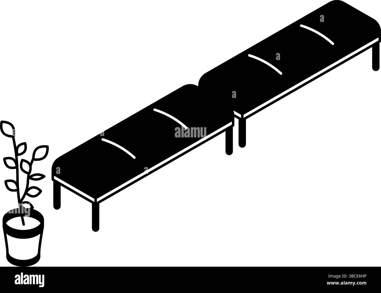Simple and cute isometric line art illustration of a long line of ...