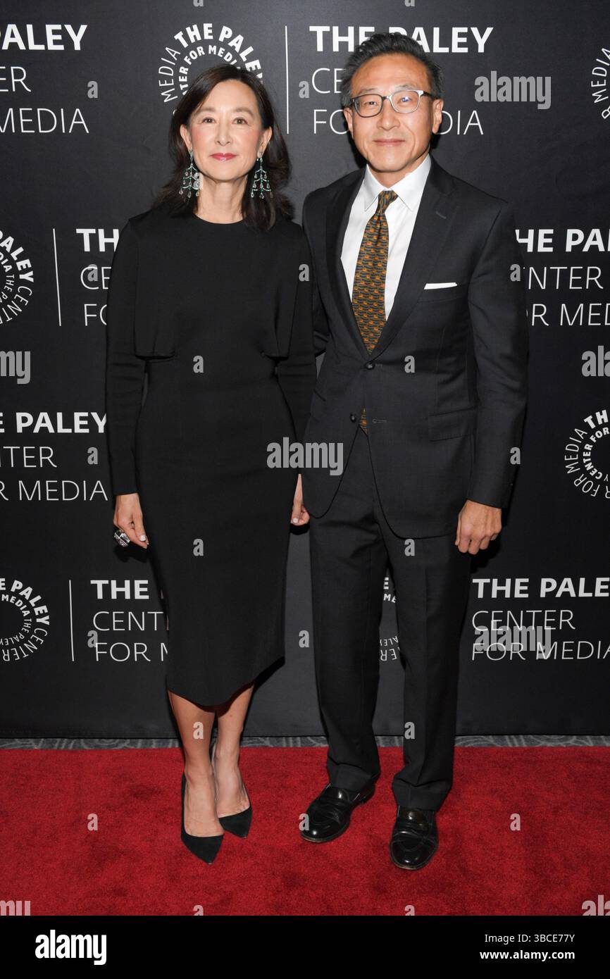 New York, USA. 19th May, 2025. Clara Wu Tsai and Joe Tsai attend the 2025 Paley Honors at the ...