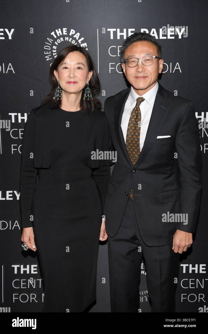 New York, USA. 19th May, 2025. Clara Wu Tsai and Joe Tsai attend the 2025 Paley Honors at the ...