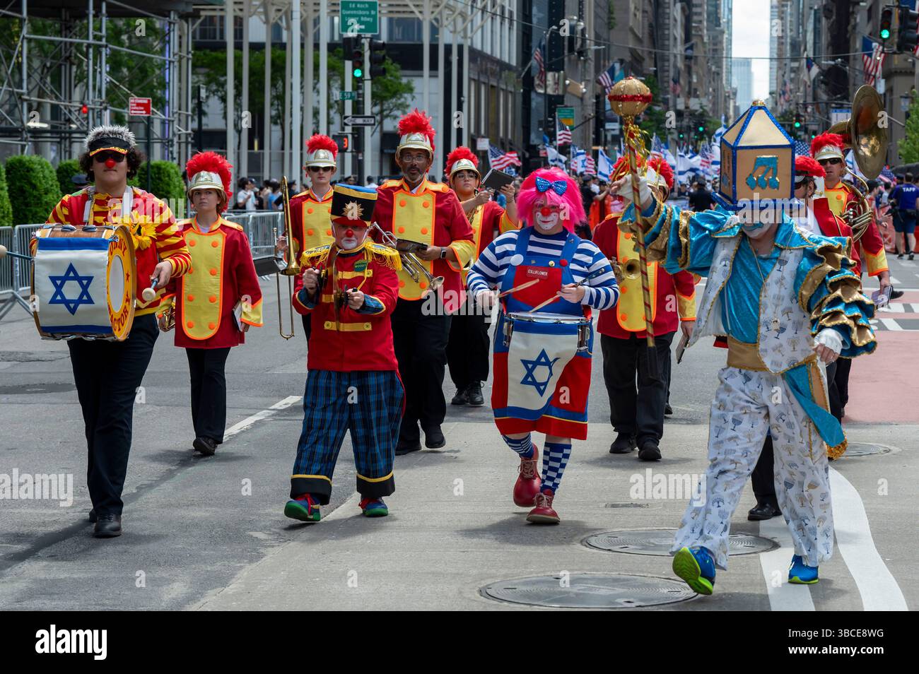 New York, United States. 18th May, 2025. Areyvut Mitzvah Clowns members ...