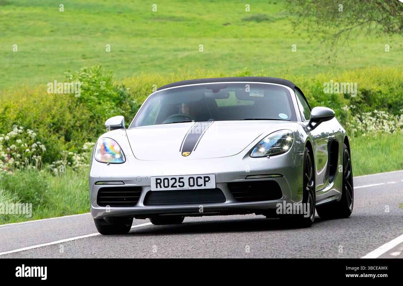 Upper Winchendon,Bucks,UK - May 18th 2025: 2025 silver Porsche 718 ...