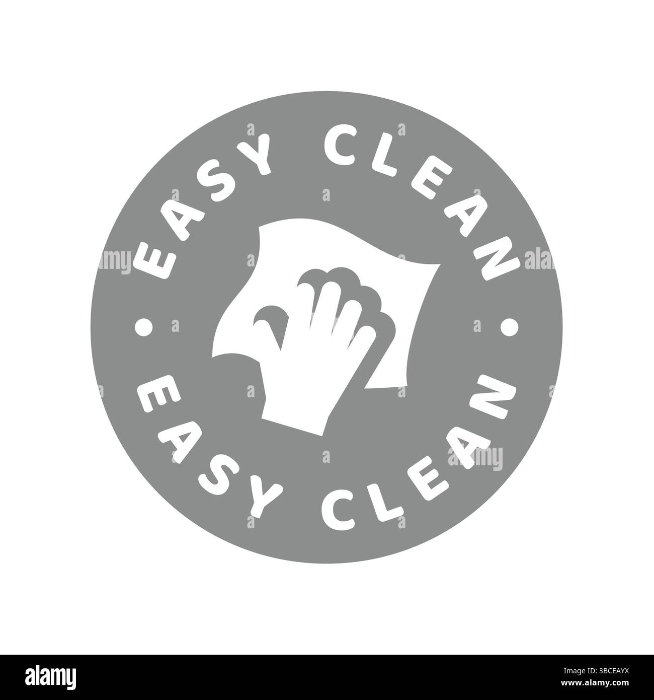 Easy clean material label. Easy clean surface with rag and hand vector ...