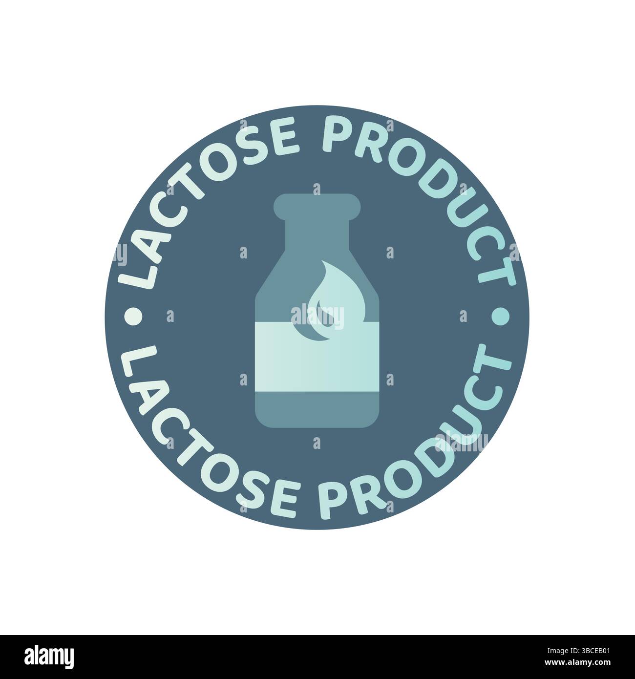 Lactose product colorful vector label. Dairy, cow milk sticker with ...