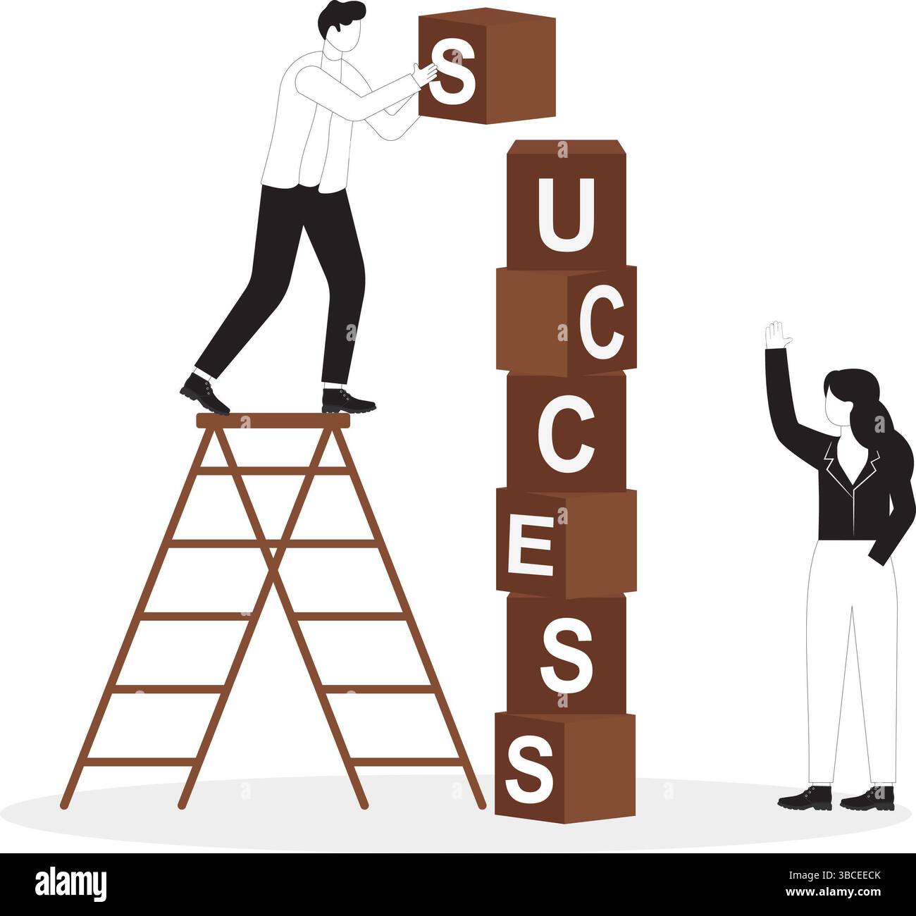 Businessman climbing skill word to the top. Skill improvement and ...