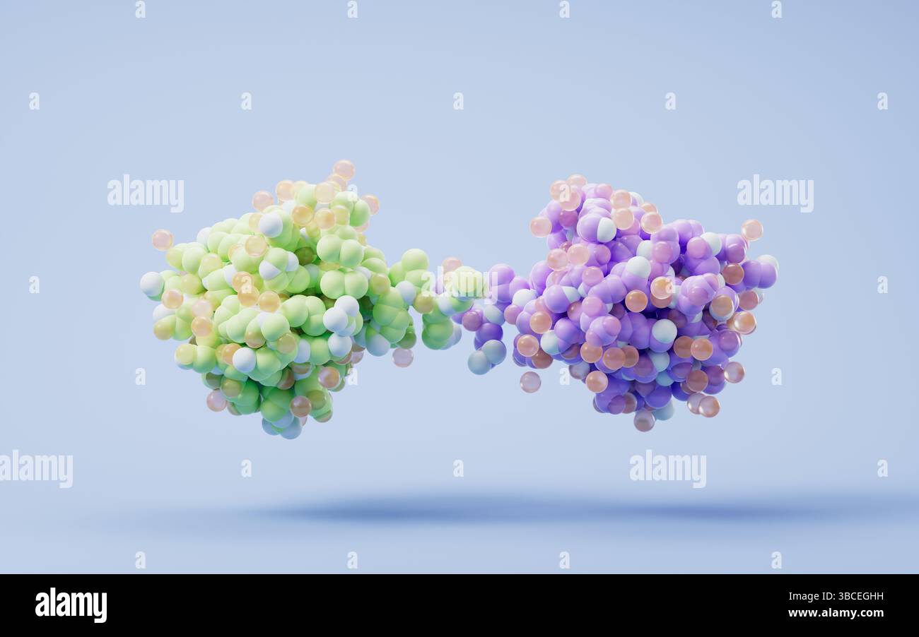 Biological organic protein structure, 3d rendering. 3D illustration ...