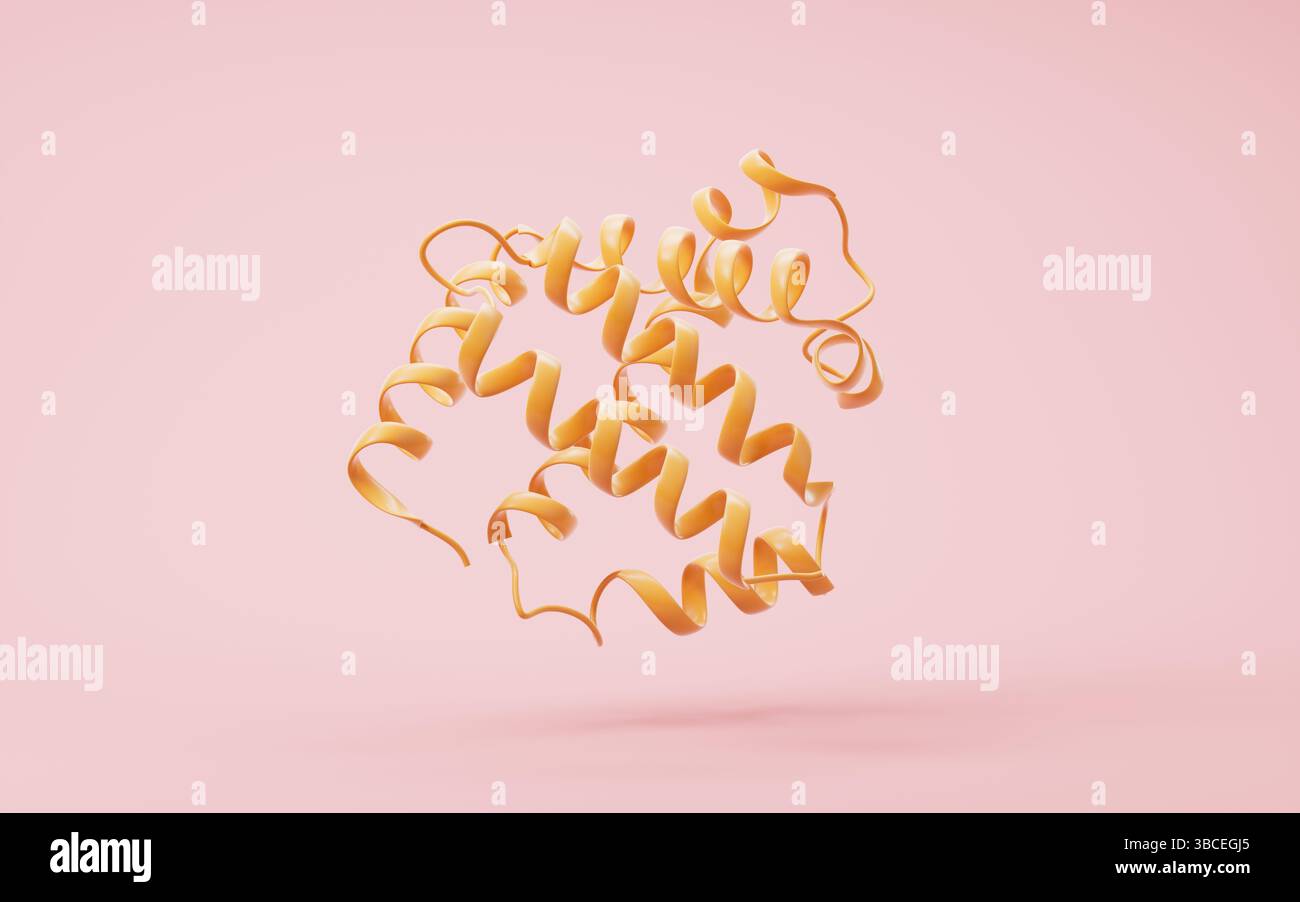 Biological curve protein structure, 3d rendering. 3D illustration Stock ...