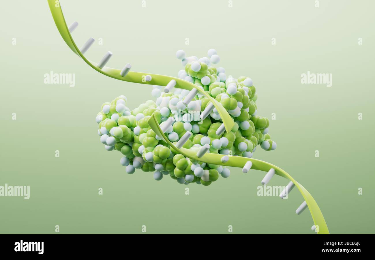 Biological organic protein structure, 3d rendering. 3D illustration ...