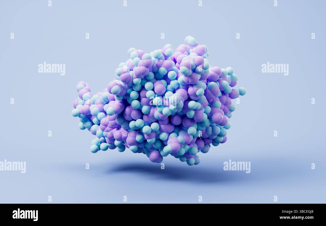 Biological organic protein structure, 3d rendering. 3D illustration ...
