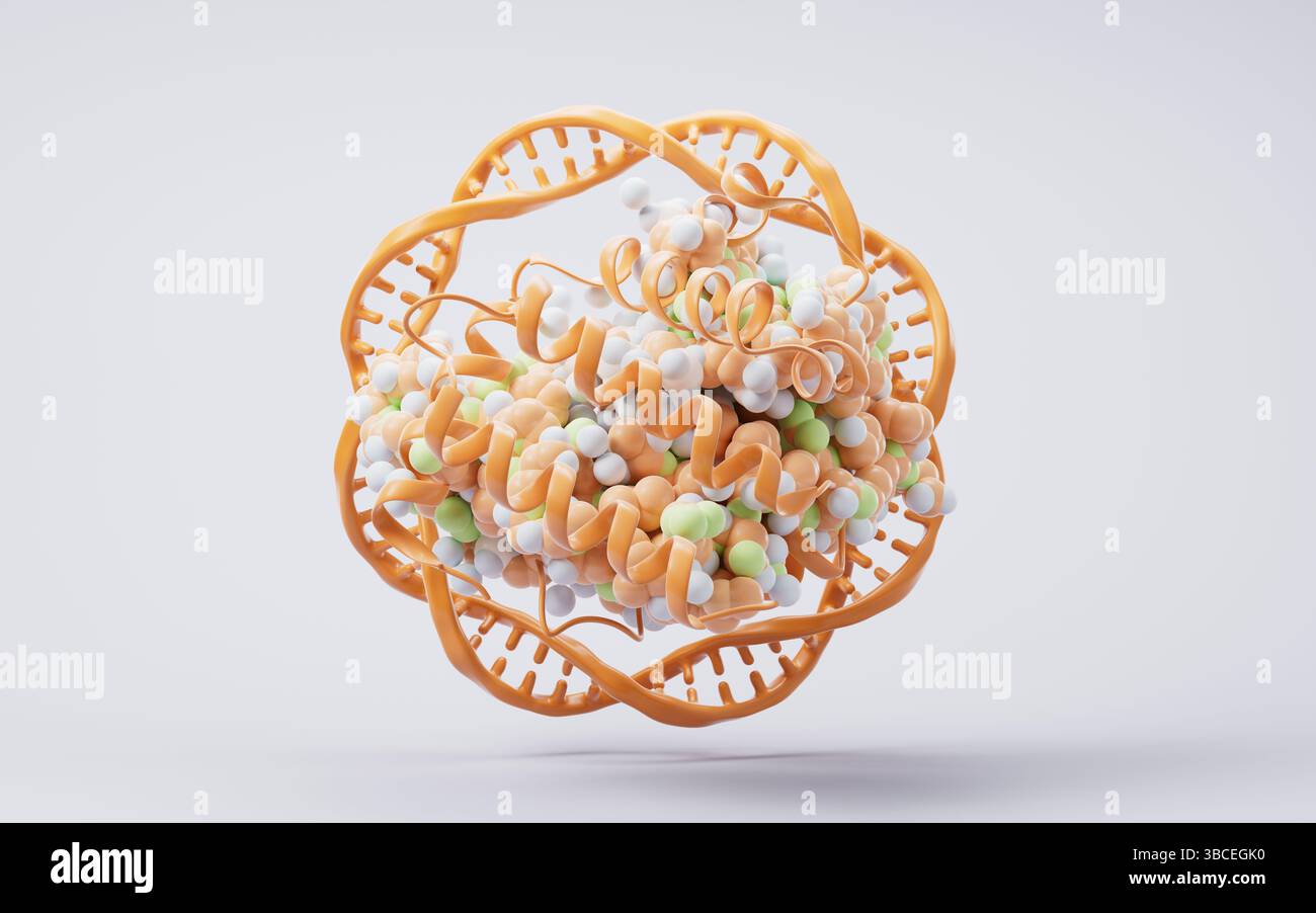Biological organic protein structure, 3d rendering. 3D illustration ...