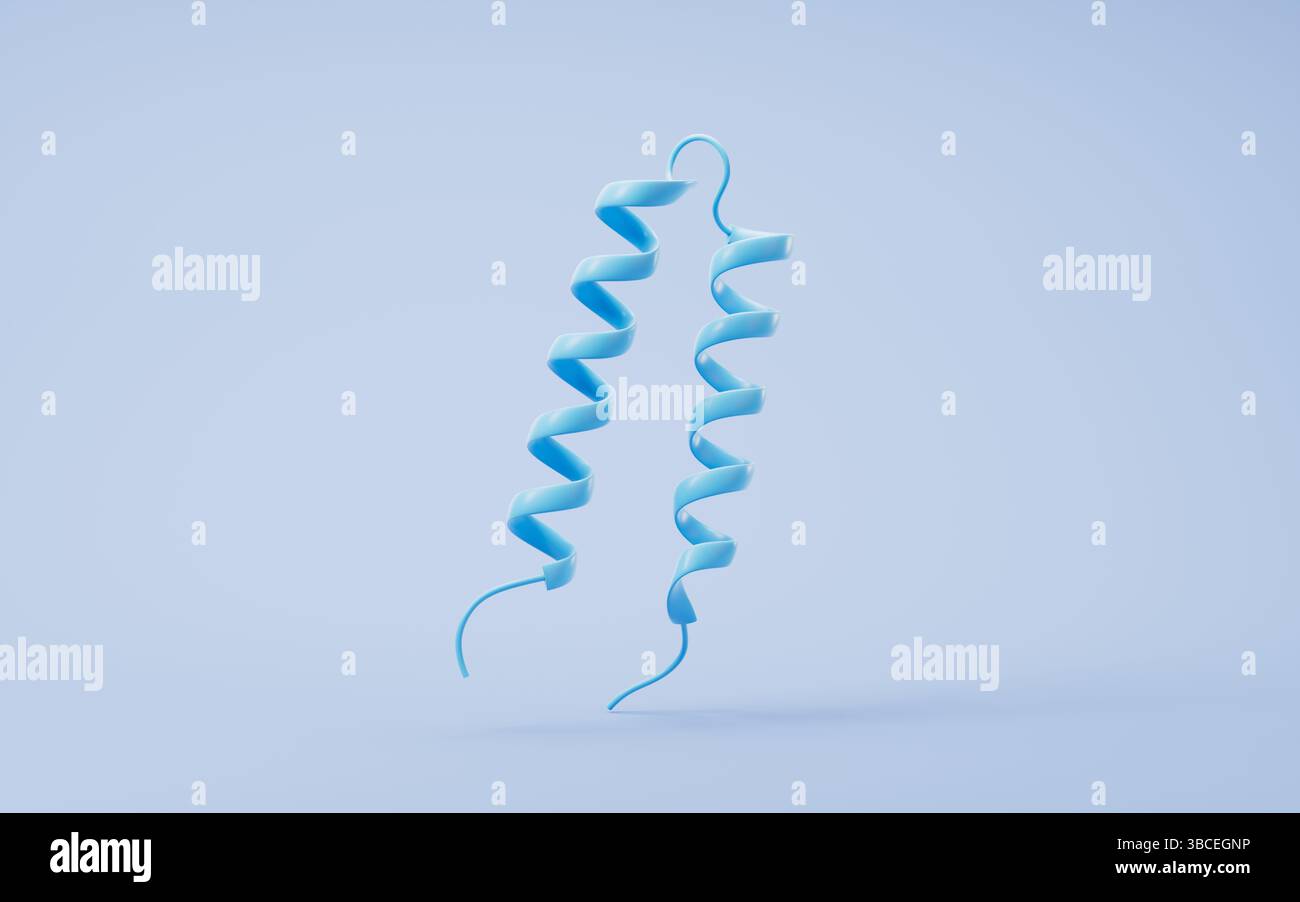 Biological curve protein structure, 3d rendering. 3D illustration Stock ...