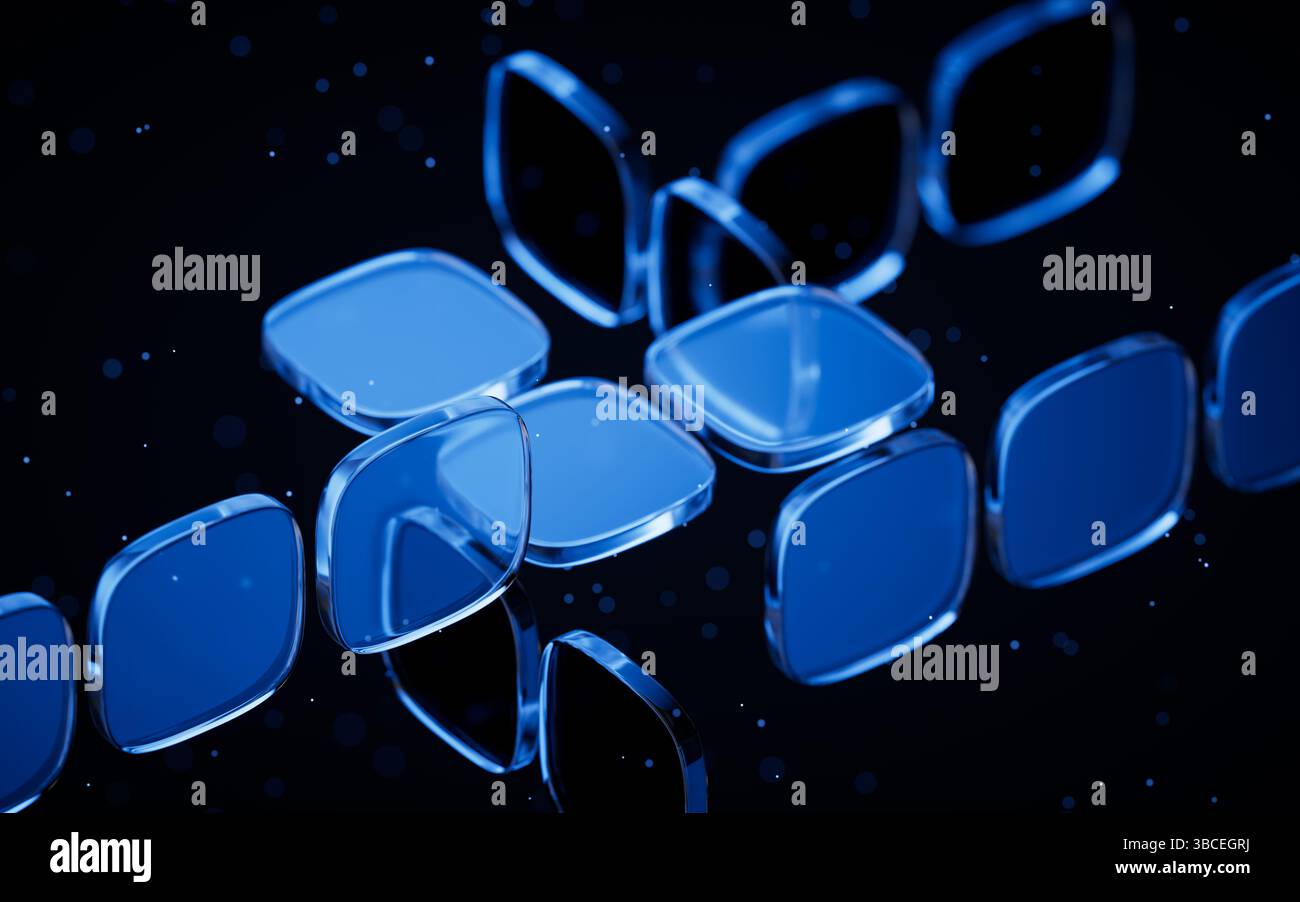 Abstract blue glass geometry cubes, 3d rendering. 3D illustration Stock ...